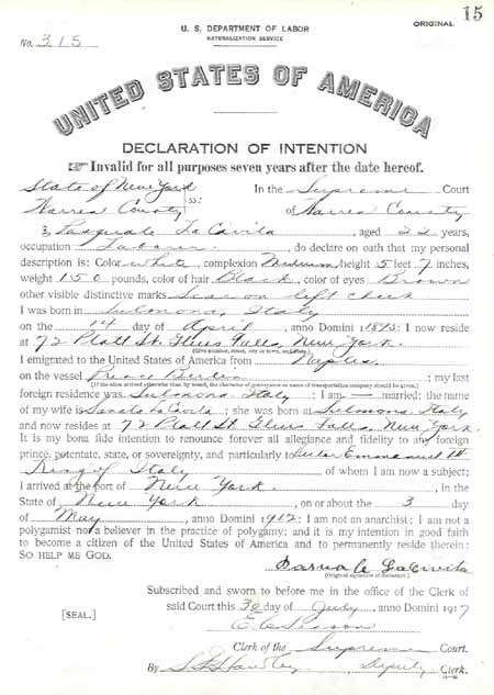 Sample of Declaration of Intent | Warren County